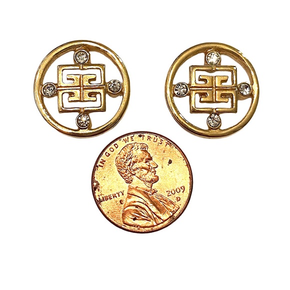 Givenchy | Jewelry | Givenchy Gold Rhinestone Logo Earrings | Poshmark